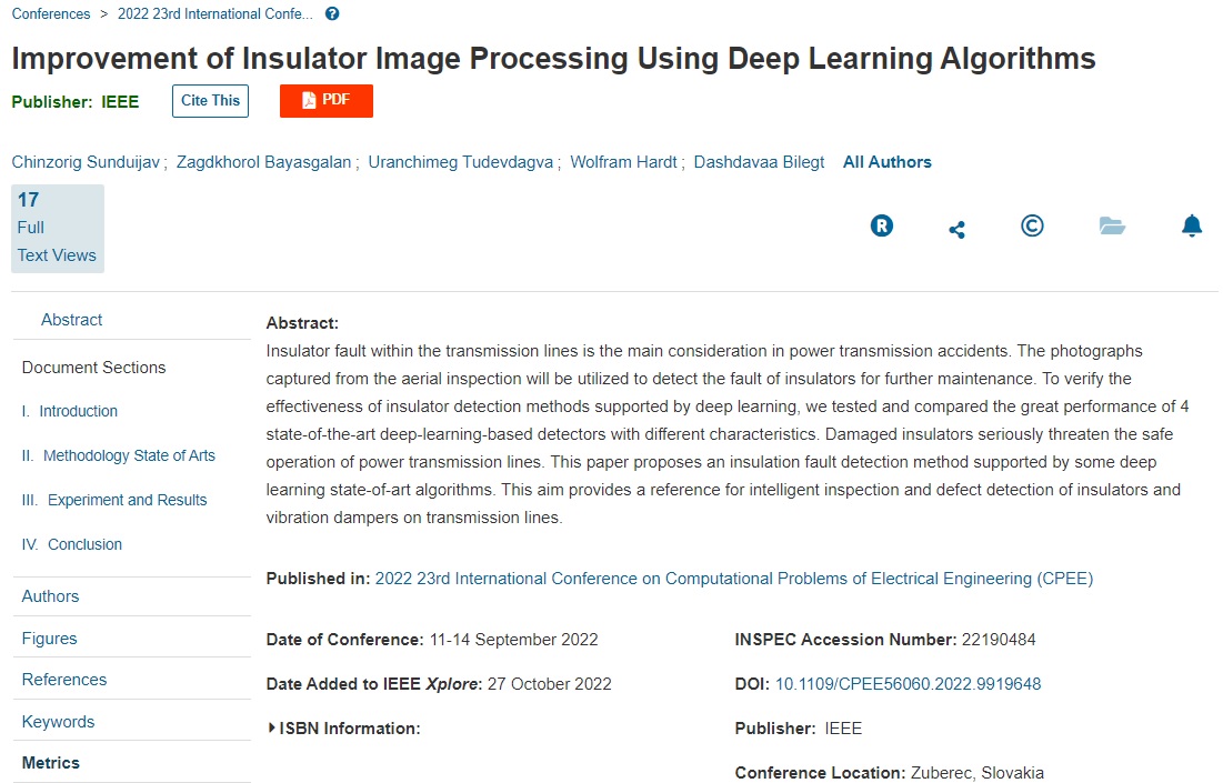 Improvement of Insulator Image Processing Using Deep Learning Algorithms – ЭШӨ хэвлэгдлээ ...